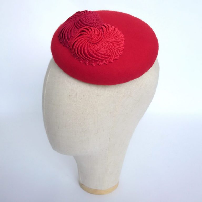 Red Felt Button Hat with Nautilus - Imogen's Imagination