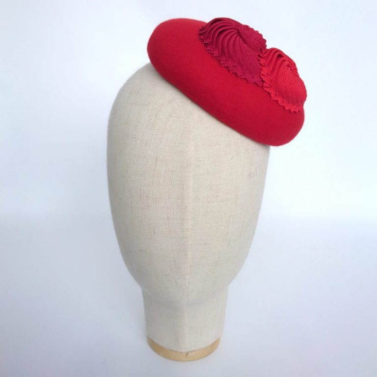 Red Felt Button Hat with Nautilus - Imogen's Imagination