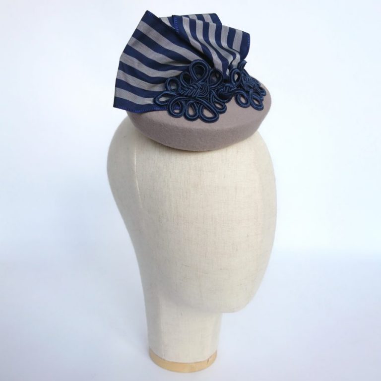 Wine Red Felt Button Hat with Ribbon Loops - Imogen's Imagination