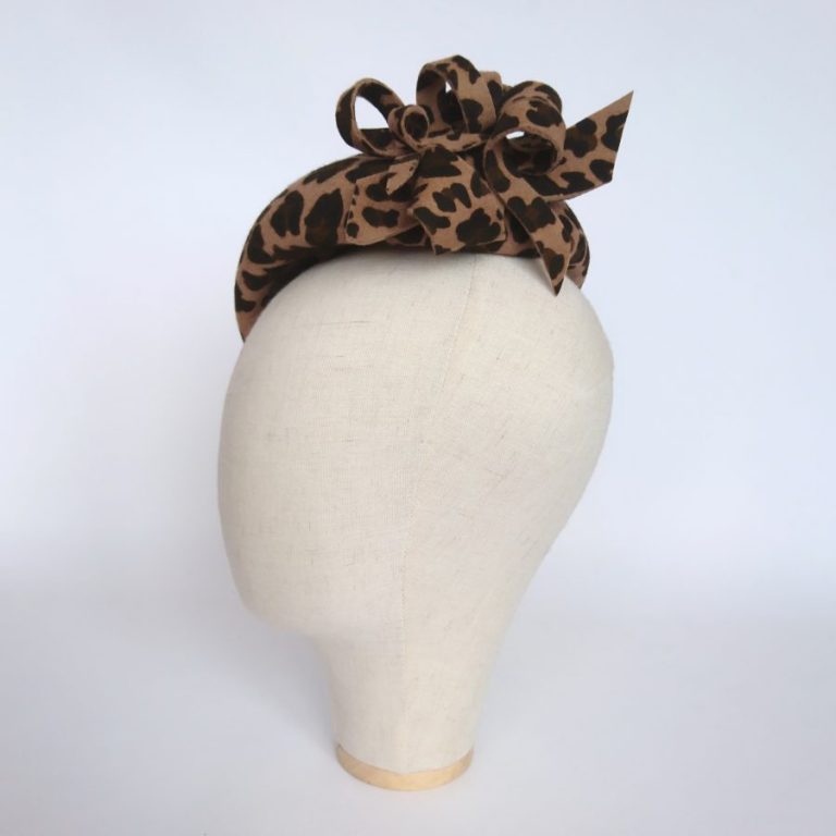 Leopard Felt Sloped Beret Hat with Loops - Imogen's Imagination