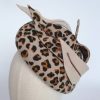Leopard Felt Sloped Button Hat with Faux Feathers - Imogen's Imagination