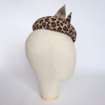 Leopard Felt Sloped Button Hat with Faux Feathers - Imogen's Imagination