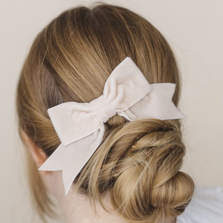 Cream Velvet Ribbon Bow Hair Clip - Imogen's Imagination