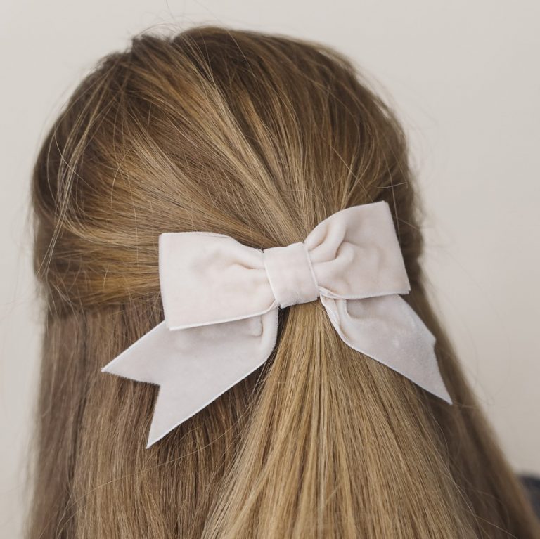 Cream Velvet Ribbon Bow Hair Clip - Imogen's Imagination
