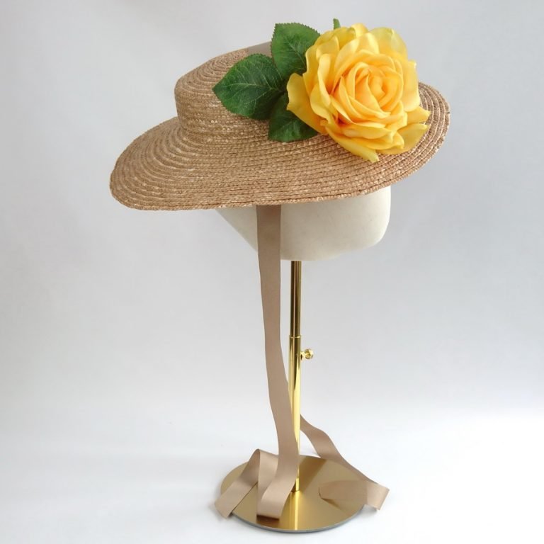 Gold Straw Boater Sun Hat - Imogen's Imagination