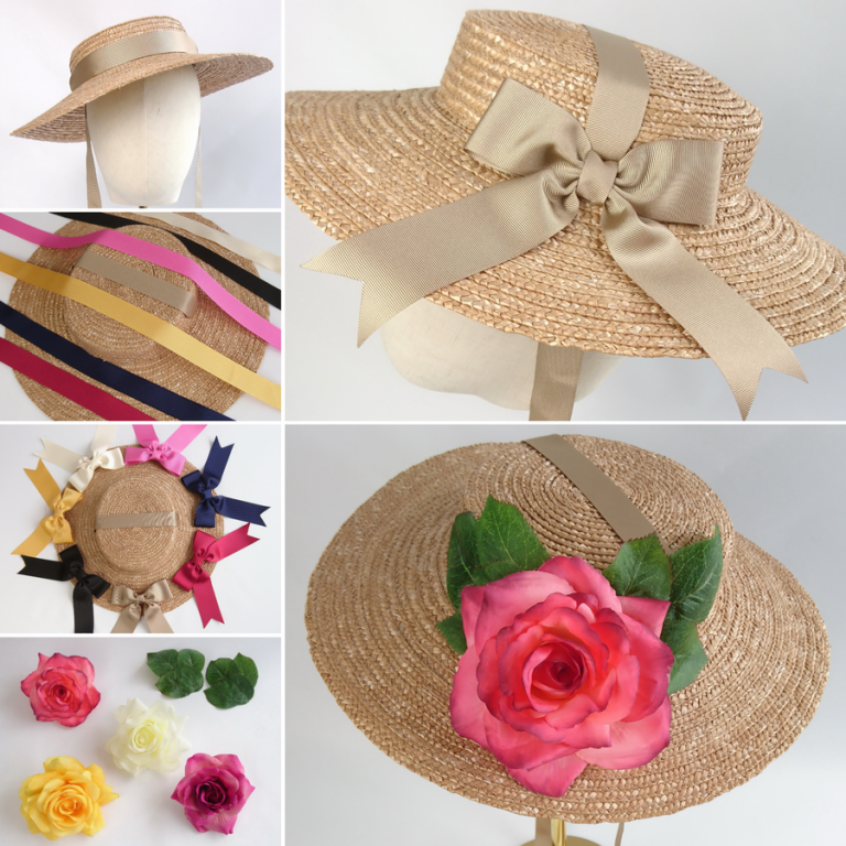 Gold Straw Boater Sun Hat - Imogen's Imagination