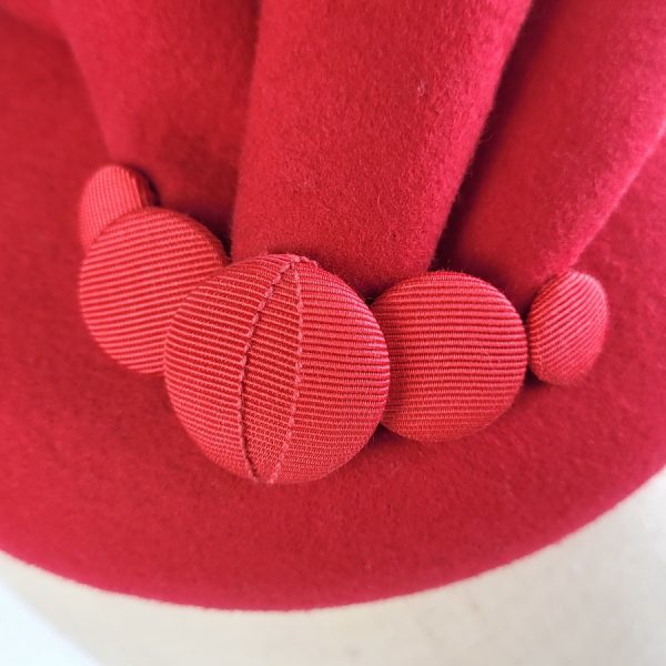 Red Felt Hat with Wave and Buttons - Imogen's Imagination