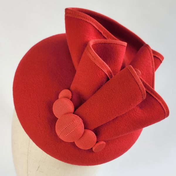 Red Felt Hat with Wave and Buttons - Imogen's Imagination