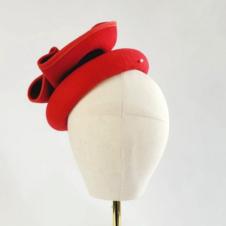 Red Felt Hat with Wave and Buttons - Imogen's Imagination