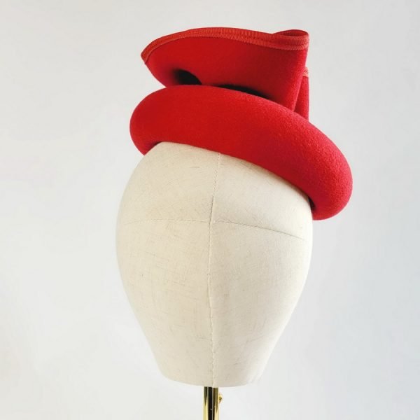 Red Felt Hat with Wave and Buttons - Imogen's Imagination
