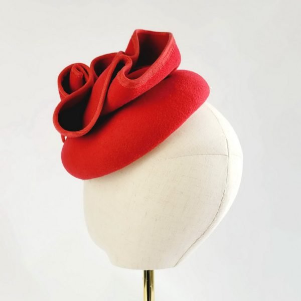 Red Felt Hat with Wave and Buttons - Imogen's Imagination