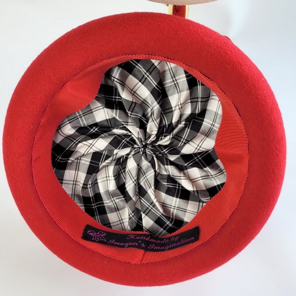 Red Felt Hat with Wave and Buttons - Imogen's Imagination