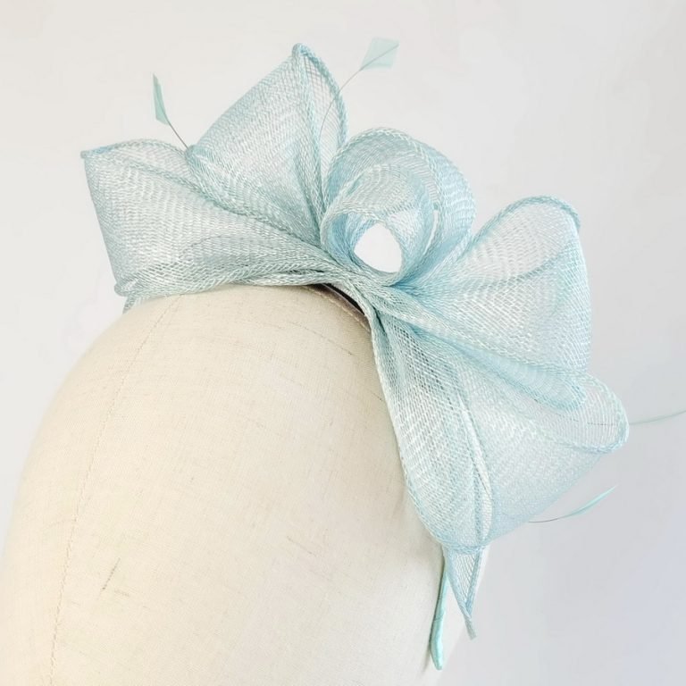 Aqua Blue Loop Fascinator with Coque Feathers - Imogen's Imagination