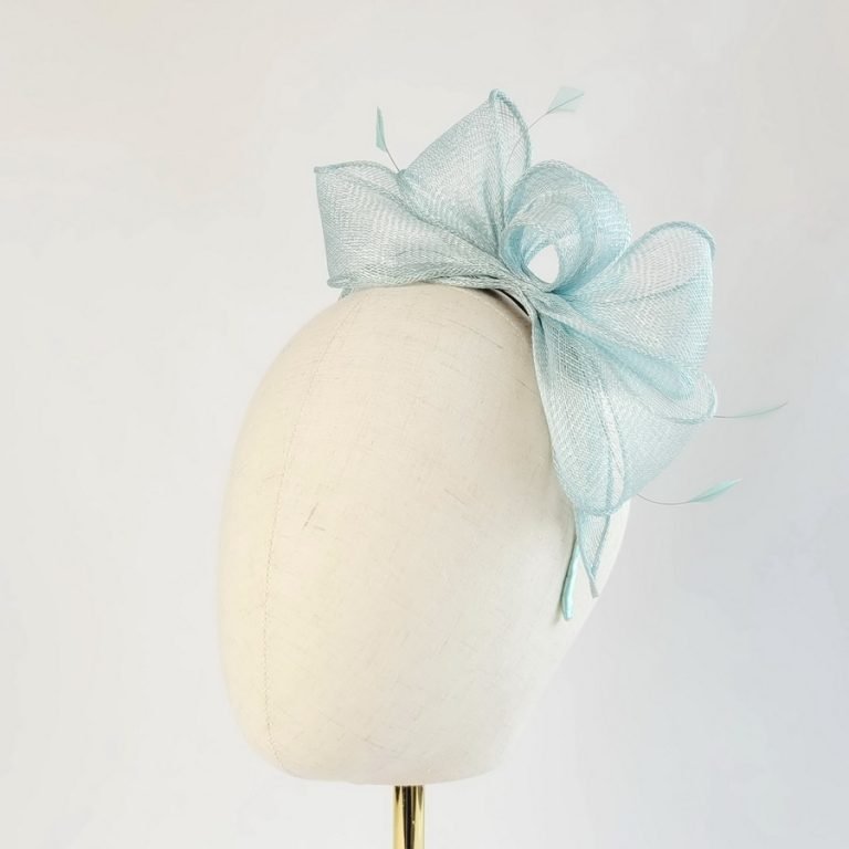 Aqua Blue Loop Fascinator with Coque Feathers - Imogen's Imagination
