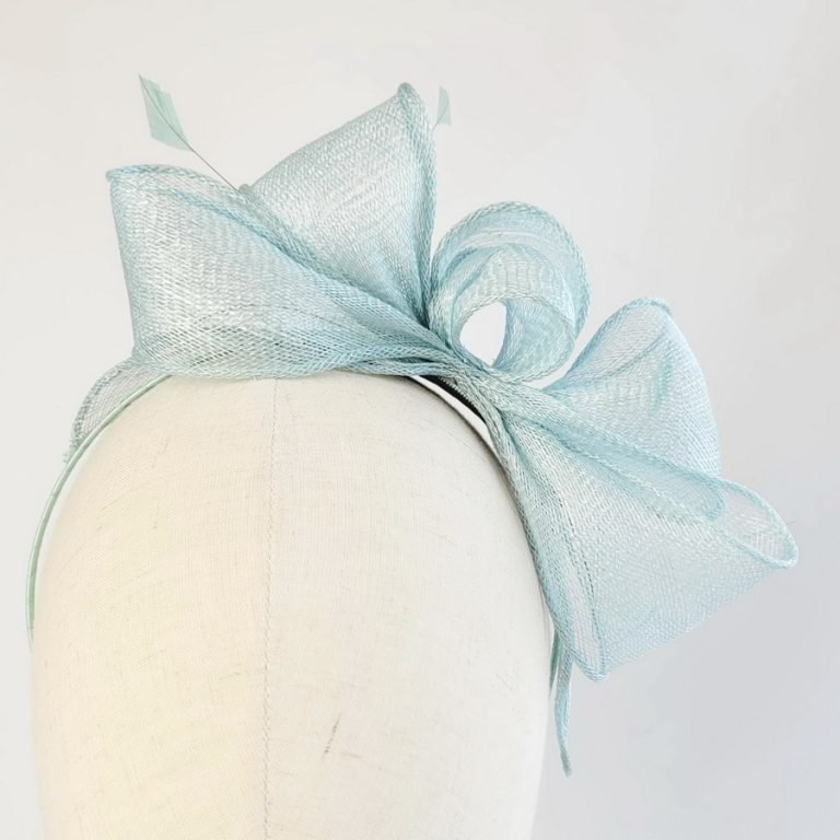 Aqua Blue Loop Fascinator with Coque Feathers - Imogen's Imagination