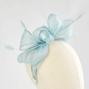 Aqua Blue Loop Fascinator with Coque Feathers - Imogen's Imagination