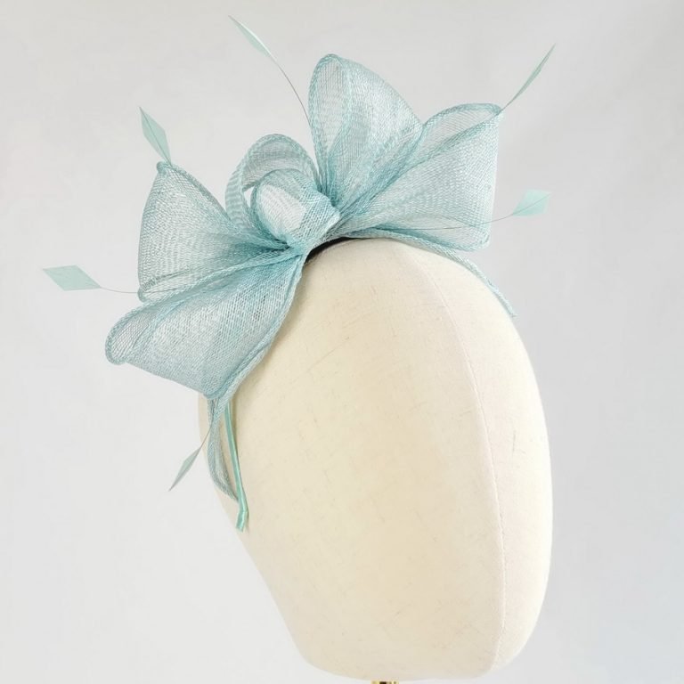 Aqua Blue Loop Fascinator with Coque Feathers - Imogen's Imagination