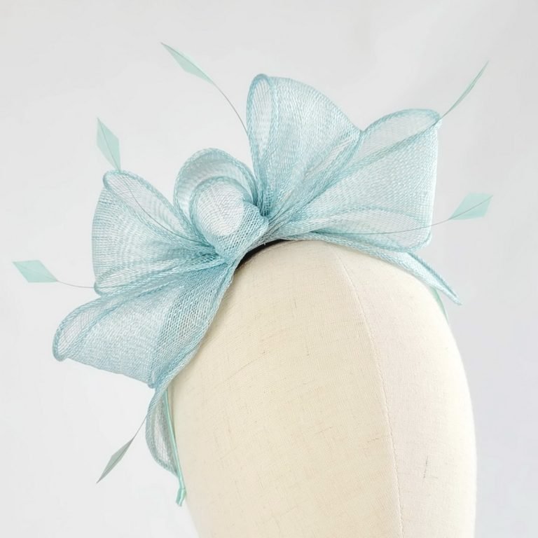 Aqua Blue Loop Fascinator with Coque Feathers - Imogen's Imagination