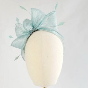 Aqua Blue Loop Fascinator with Coque Feathers - Imogen's Imagination