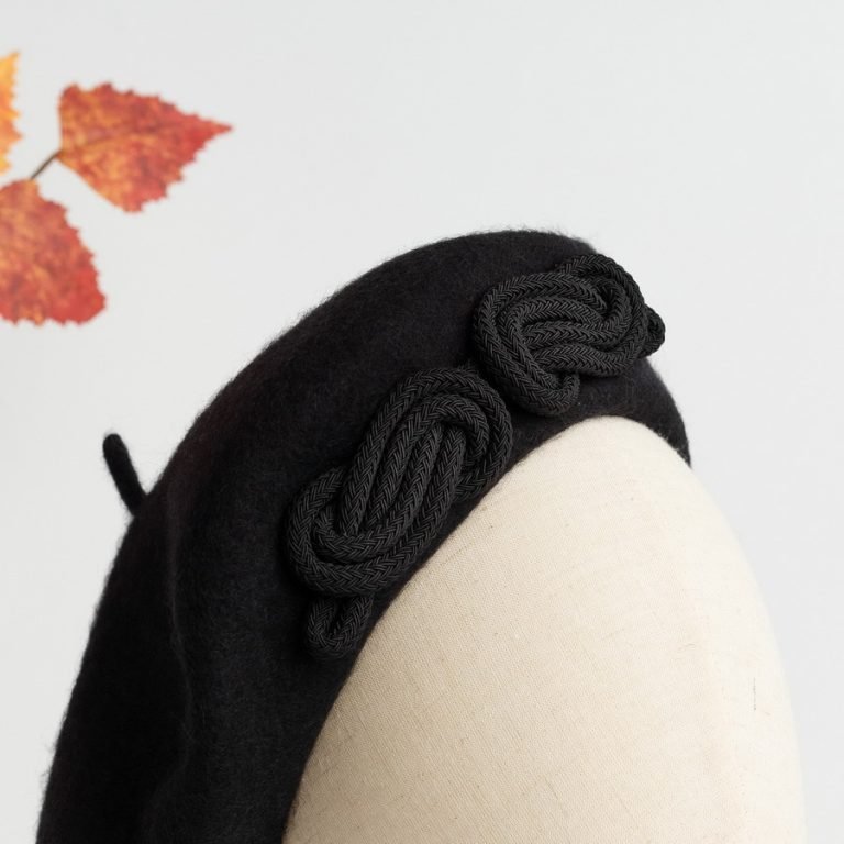 Brown Beret with Brown Cord Knot - Imogen's Imagination