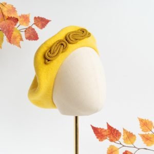 Mustard Yellow Beret with Mustard Cord Knot - Imogen's Imagination