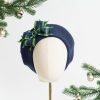 Navy Blue Beret with Gordon Tartan Ribbon Bow - Imogen's Imagination