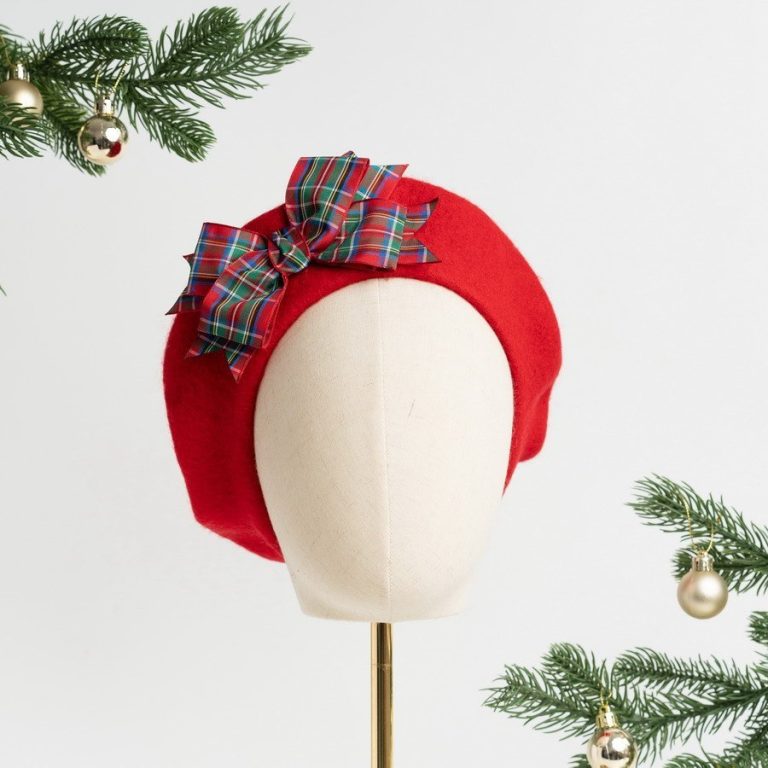 Red Beret with Red Velvet Bow - Imogen's Imagination