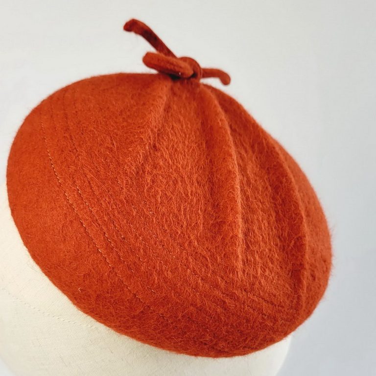 Burnt Orange Felt Button Hat with Knot - Imogen's Imagination