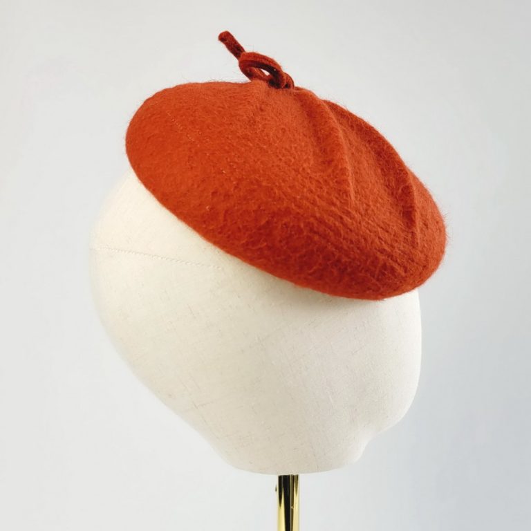 Burnt Orange Felt Button Hat with Knot - Imogen's Imagination