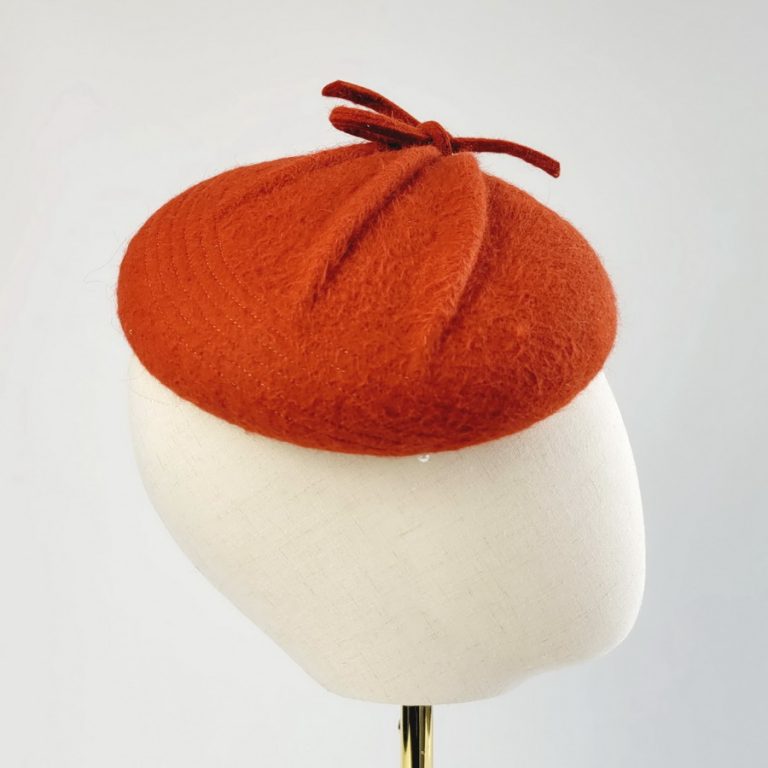 Burnt Orange Felt Button Hat with Knot - Imogen's Imagination
