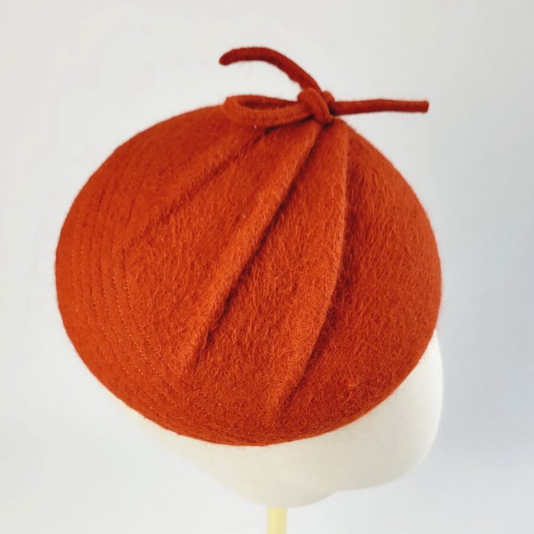 Burnt Orange Felt Button Hat with Knot - Imogen's Imagination
