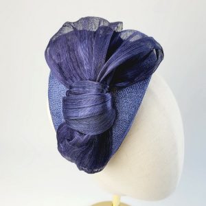 Navy Blue Half Hat with Abaca Loops - Imogen's Imagination